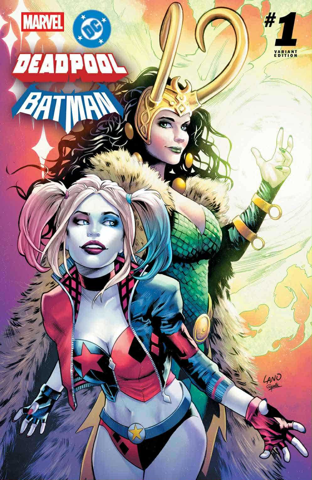 MARVEL DC: DEADPOOL BATMAN #1 GREG LAND EXCLUSIVE VAR HARLEY QUINN LAD ...